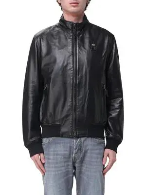BLAUER. Leather Bomber Jacket - Black