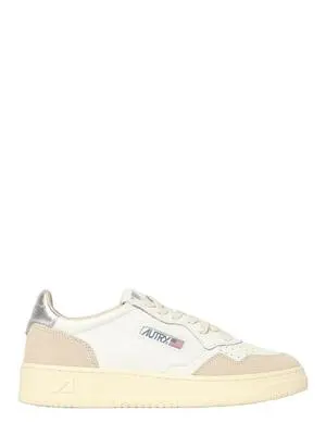AUTRY AUTRY Lace-Up Leather And Suede Trainers Silver