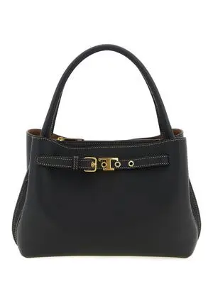 TOD'S Leather Handbag With Gold Tone Buckle - Black