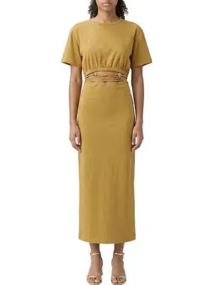Pinko Cotton Midi Sheath Dress - Bronze