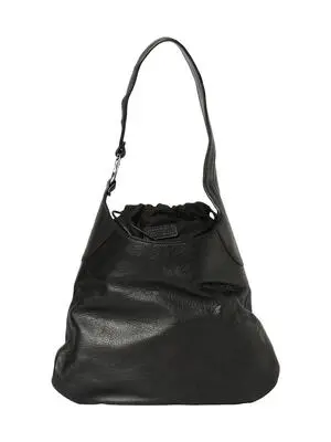 VIC MATIE Tumbled Leather Shoulder Bag - Black