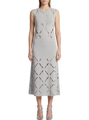 Liviana Conti Ruby Perforated Viscose Blend Midi Dress - Black