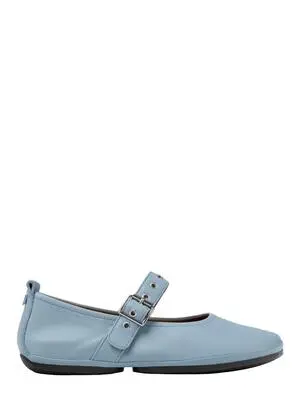 Camper Right Nina Calfskin Mary Jane Flats With Adjustable Strap - Blue