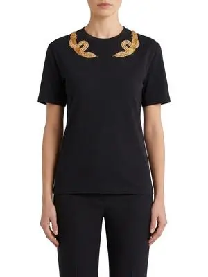 Roberto Cavalli T-shirts With Jewel Snake - Black