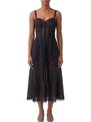 Charo Ruiz Ibiza Defelle Midi Dress In Cotton Blend - Black