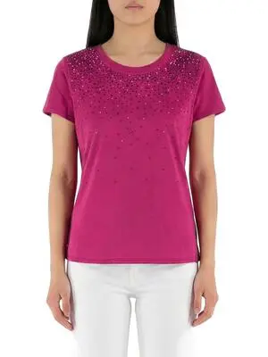 Liu Jo Embellished Crewneck T-shirt - Fuchsia
