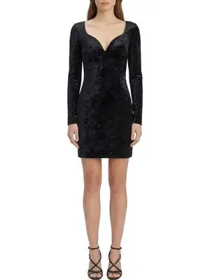 Balenciaga Mini Velvet Dress With Sweetheart Neckline - Black