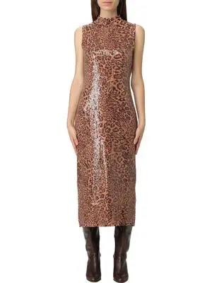 TWINSET Sleeveless Leopard Print Midi Dress - Multicolor