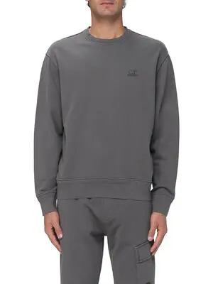 C.P. COMPANY Medium Weight Diagonal Cotton Fleece Sweatshirt - Grey