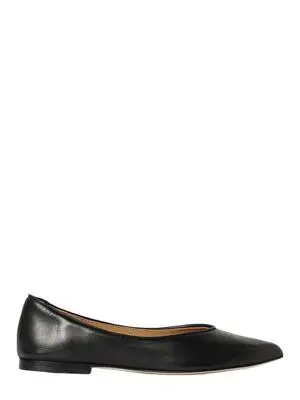 ANNA F. Leather Ballerina Flats - Black