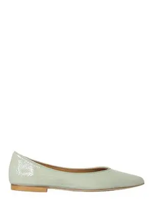 ANNA F. Leather Ballerina Flats - Sage
