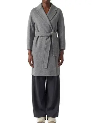 Max Mara S Virgin Wool Knee-length Robe Coat - Grey