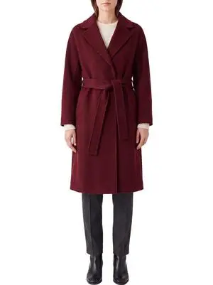 Max Mara Knee-length Robe Coat In Pure Virgin Wool - Red