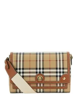 Burberry Burberry Coated Cotton Vintage Check Crossbody Bag Brown