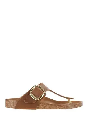 BIRKENSTOCK Gizeh Big Buckle Oiled Leather Thong Sandal - Brown