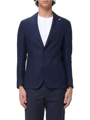 MANUEL RITZ Single Breasted Linen Blazer - Blue