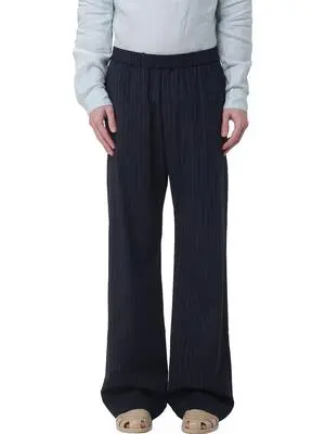 Barena Venezia Pinstriped Virgin Wool Wide-leg Trousers - Navy