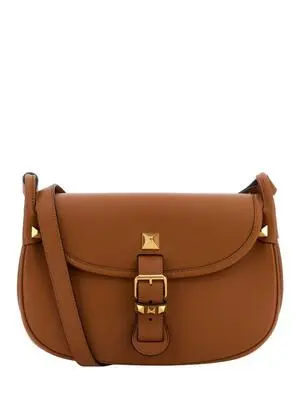 Valentino Garavani Rockstud Flaneuse Leather Bag - Walnut
