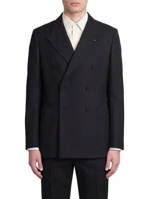 Valentino Garavani Virgin Wool Double Breasted Blazer - Black