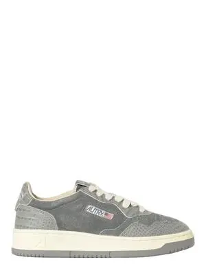 AUTRY Medalist Low Super Vintage Leather And Suede Sneakers With Worn Effect Blue