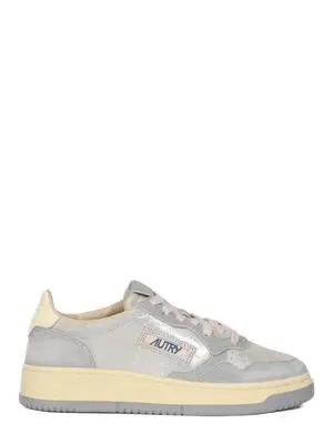 AUTRY Autry Medalist Low Super Vintage Leather And Suede Sneakers Grey