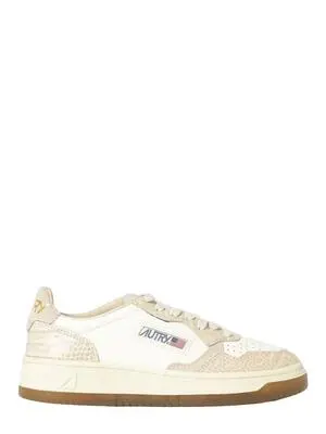 AUTRY Autry Medalist Low Super Vintage Leather And Suede Sneakers Ivory