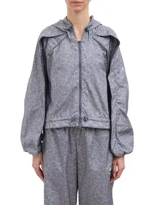 Adidas By Stella McCartney Printed Technical Fabric Zip-up Hooded Sweatshirt - Grey