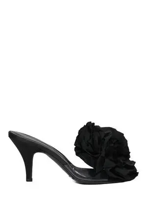 Liviana Conti Wanda Pvc Mules With Satin Flower Embellishment - Black