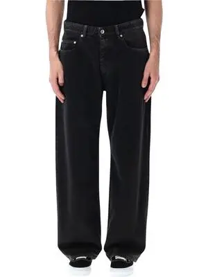 ICON DENIM LOS ANGELES Wide Leg Jeans In Cotton Denim - Black