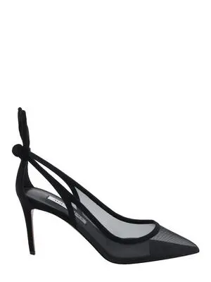 AQUAZZURA Bow Tie Mesh And Suede Pumps With Cut-out Knot And High Heel - Black