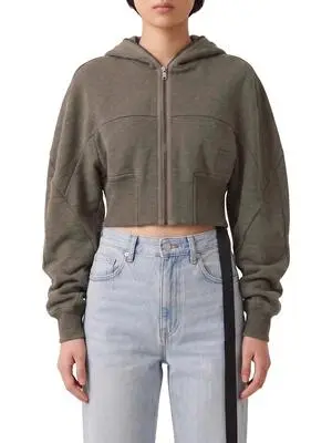 Rick Owens Cropped Cotton Sweatshirt - Grey