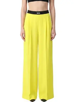 MSGM Wide-leg Palazzo Pants - Lime