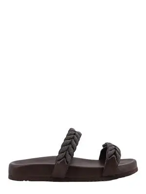 Brunello Cucinelli Braided Embellished Heeled Sandals - Dark