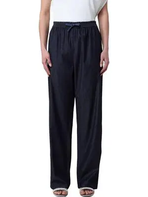 Emporio Armani Stretch Cotton Wide-leg Trousers - Blue