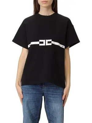 Elisabetta Franchi T-shirt With Logo Detail - Black