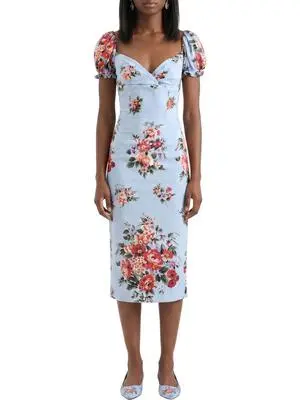 Dolce & Gabbana Floral Print Stretch Silk Midi Dress - Multicolor