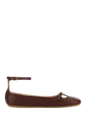 Chloé Ballet Pumps With Ankle Strap - Brown