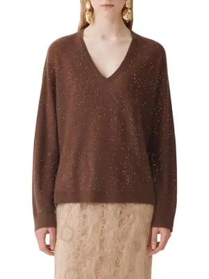 Fabiana Filippi Embellished V-neck Jumper - Ebony