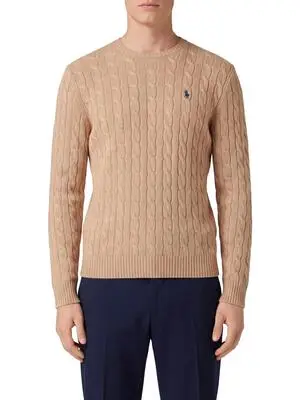 Polo Ralph Lauren Cable Knit Crew Neck Jumper - Camel