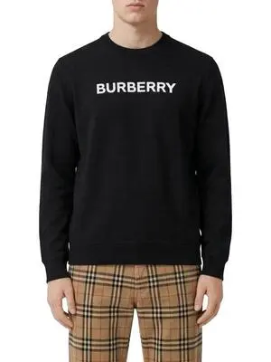 Burberry Cotton Crew Neck Sweatshirt With Logo - Black