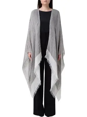 Fabiana Filippi Linen Stole With Fringed Hem - Grey