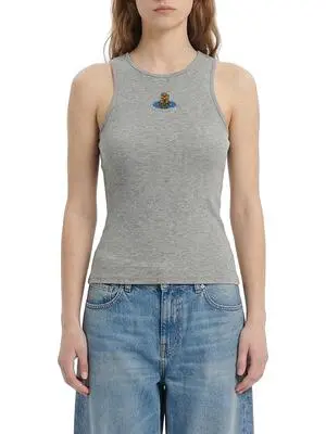 VIVIENNE WESTWOOD Vivienne Westwood Ribbed T-Shirt With Orb Emblem Grey