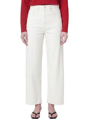 MOTHER Stretch Denim Cropped Fit Jeans - White
