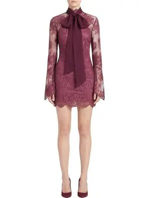 ANIYE BY Lace Mini Dress With Scarf Collar - Red