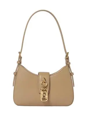 Elisabetta Franchi Small Hobo Bag With Charm - Beige