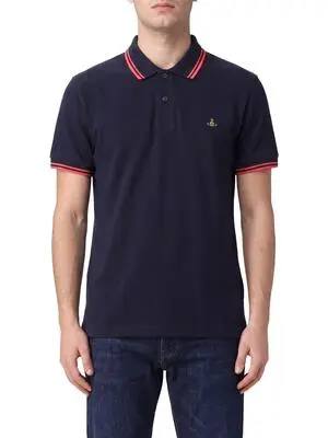 VIVIENNE WESTWOOD Orb Logo Cotton Polo With Contrast Tipping - Blue