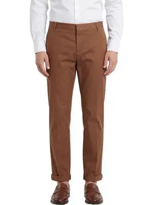 DONDUP Cotton Blend Chino Trousers - Brown
