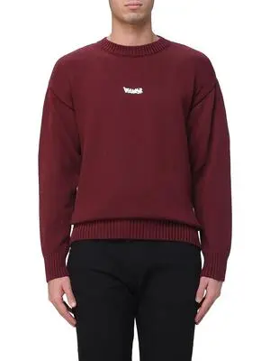 DISCLAIMER Crew Neck Jumper With Graphic Detail - Burgundy