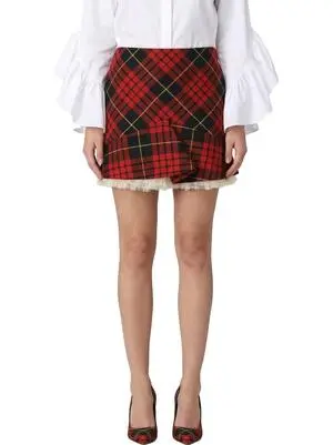 Alexander McQueen Tartan Wool Blend Mini Skirt - Red