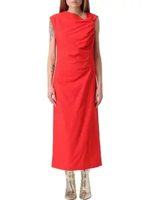 MSGM Draped Midi Dress - Red